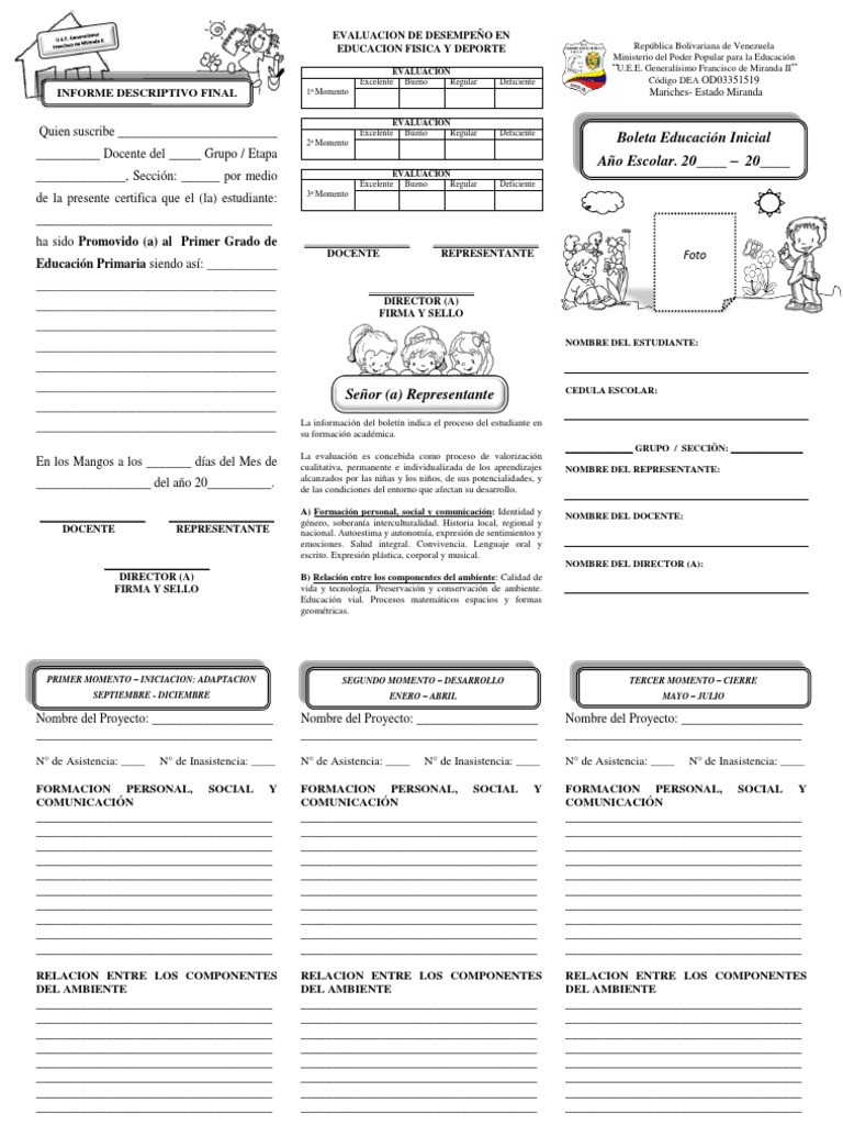 Boleta 2020 - 2021 Preescolar | PDF | Educación de la primera infancia ...
