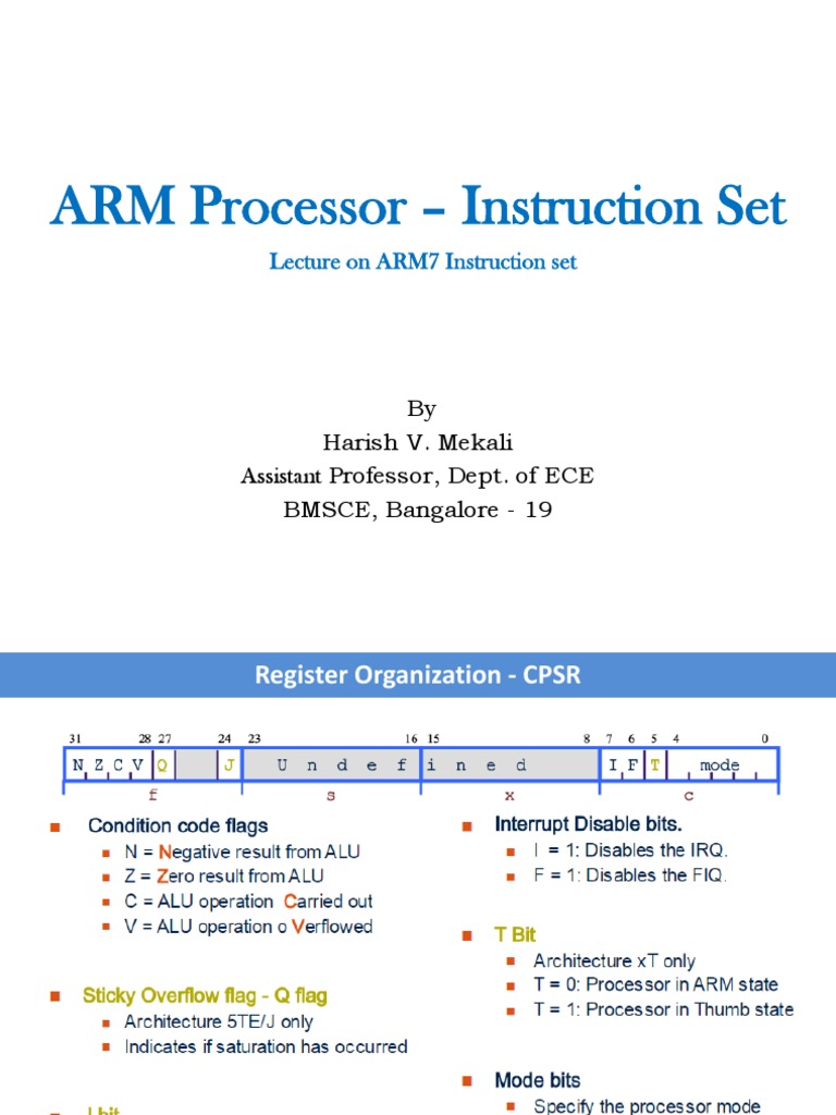 ARM Processor - Instruction Set - Module 5 | PDF | Central Processing ...