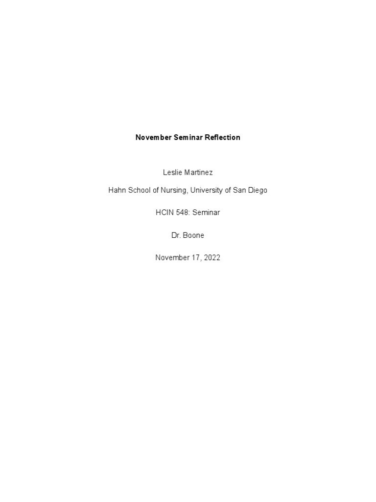 November Seminar Reflection 1 | PDF