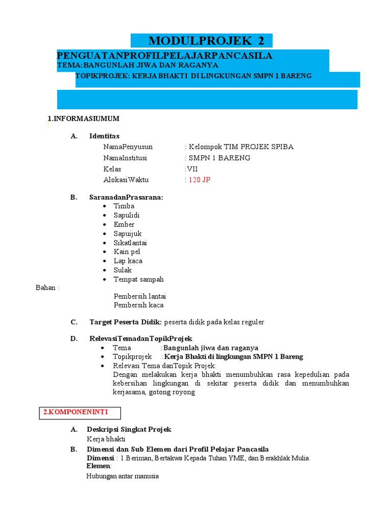 Modul Projek (Bangunlah Jiwa Dan Raganya) | PDF