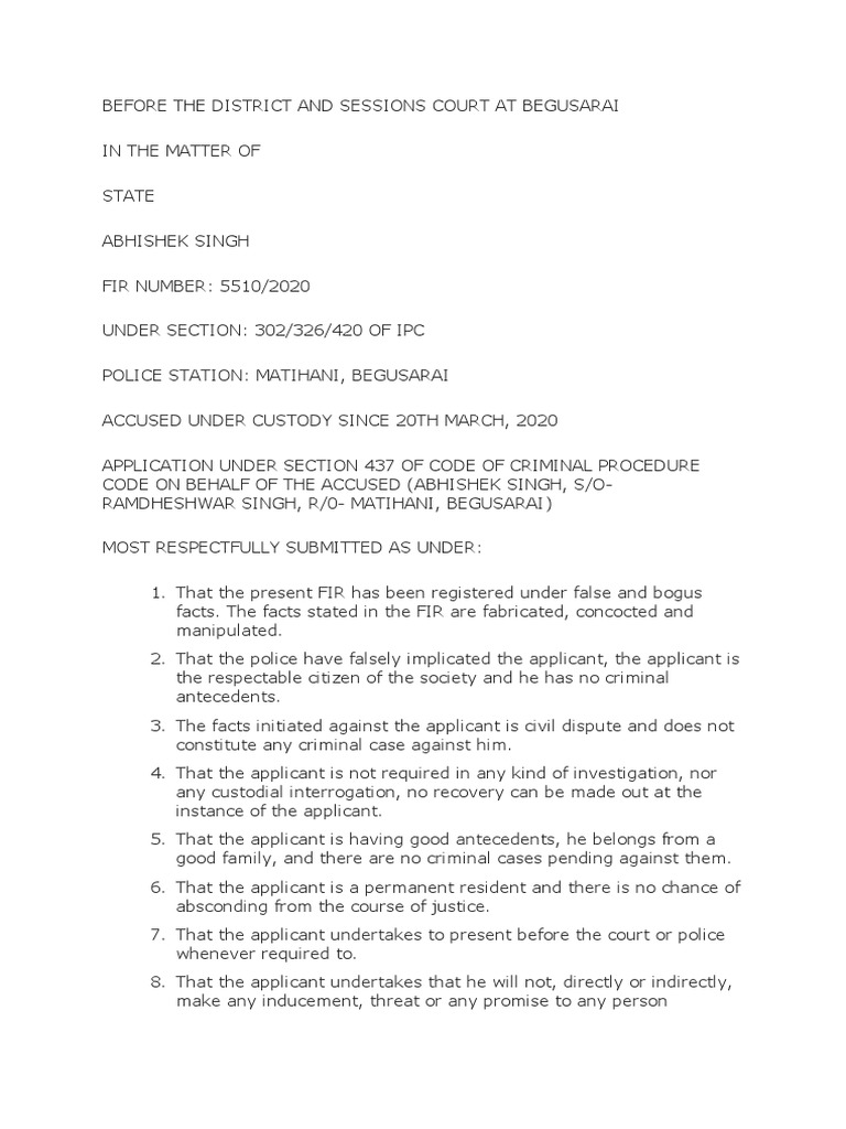 Bail Application | PDF | Criminal Law | Government