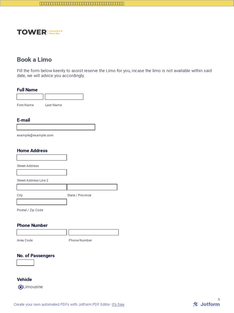 Book A Limo Form | PDF
