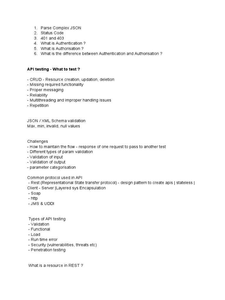 API Questions - Interview | PDF | Representational State Transfer | Hypertext Transfer Protocol