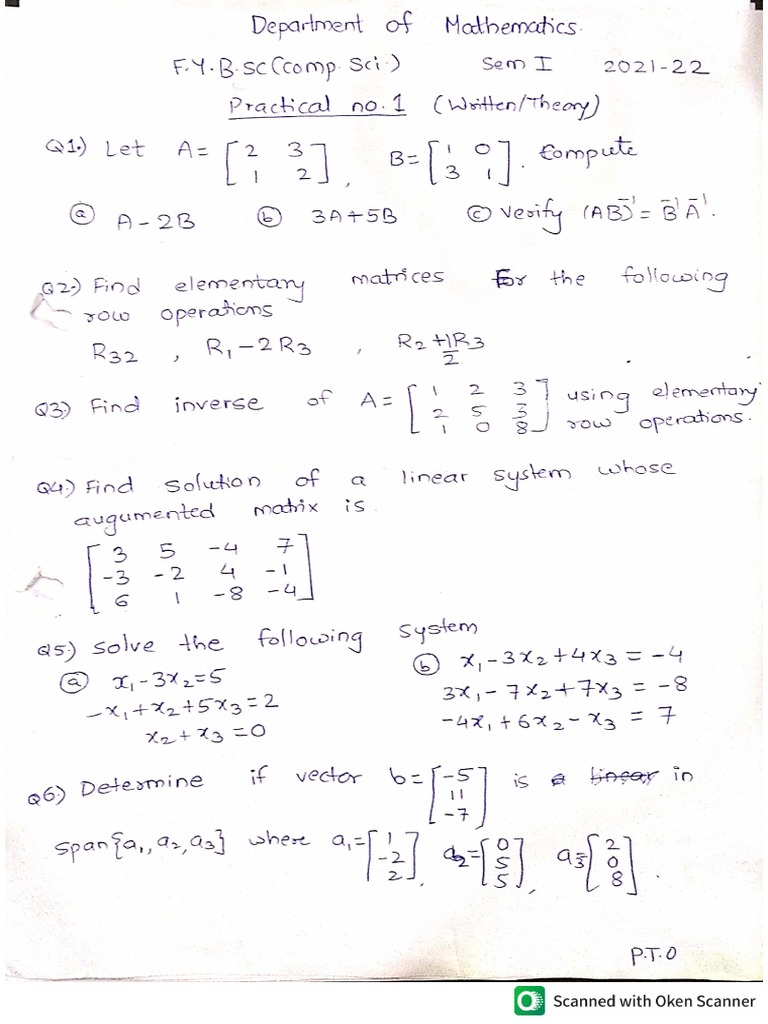 FY BSC (CS) Math Practical | PDF