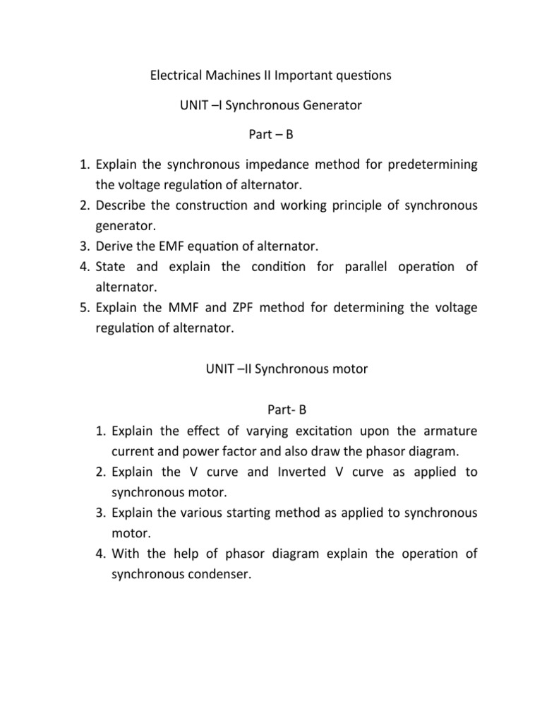 Electrical Machines II Key Questions | PDF | Technology & Engineering
