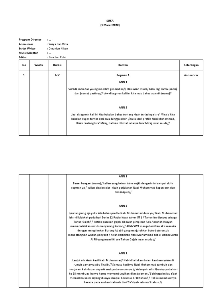 Contoh Script Siaran Duet | PDF