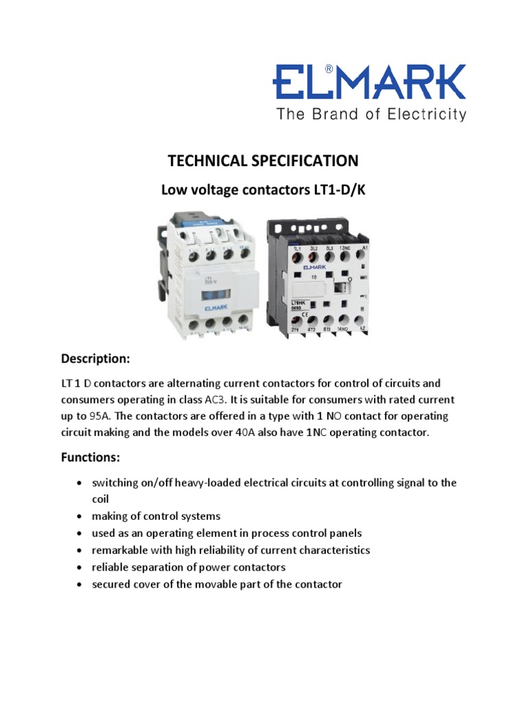 Schneider LT1-D Contactors Overview | PDF | Inductor | Alternating Current