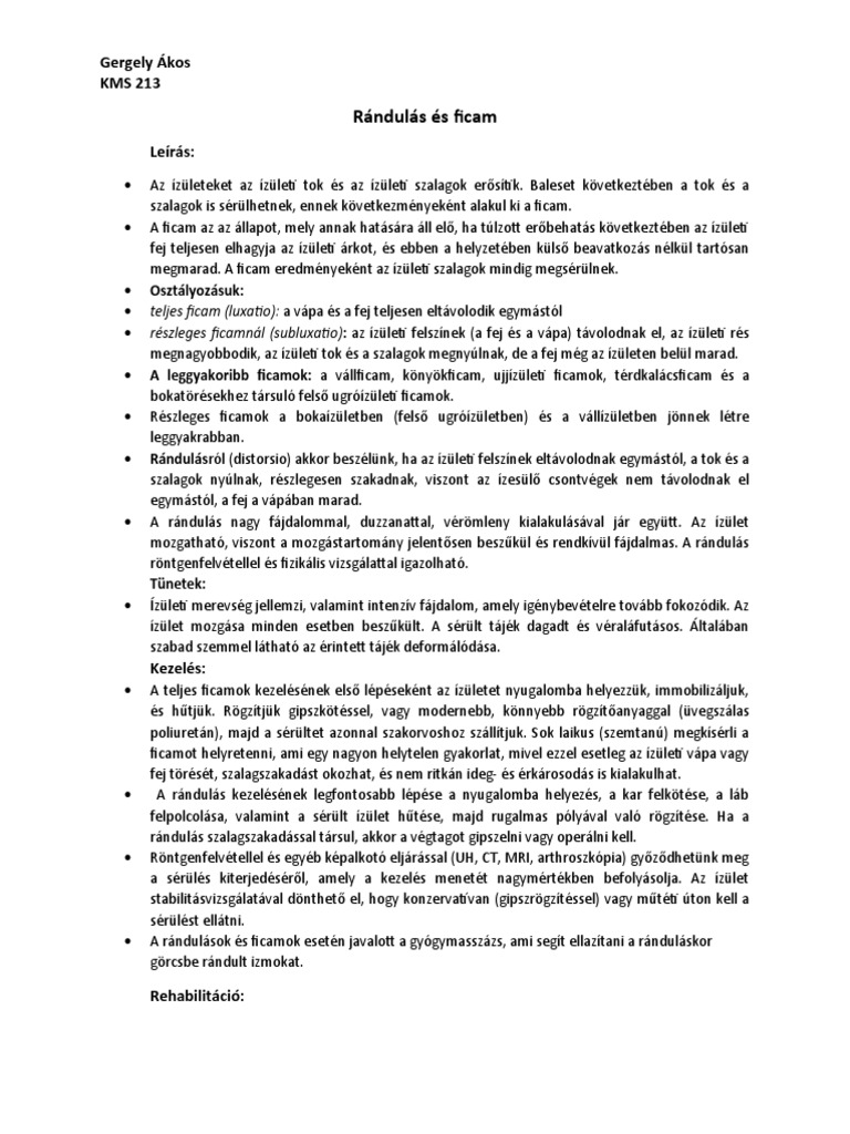 Rándulás És Ficam | PDF