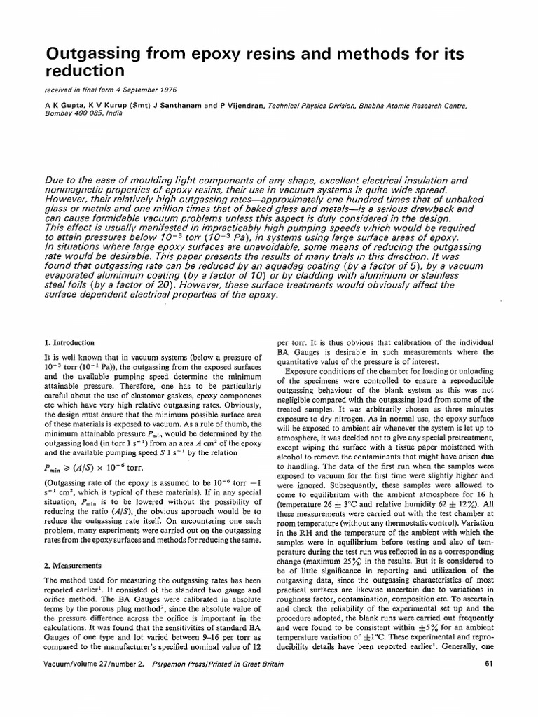 1967-Gupta-Outgassing From Epoxy Resins and Methods For Its Reduction ...