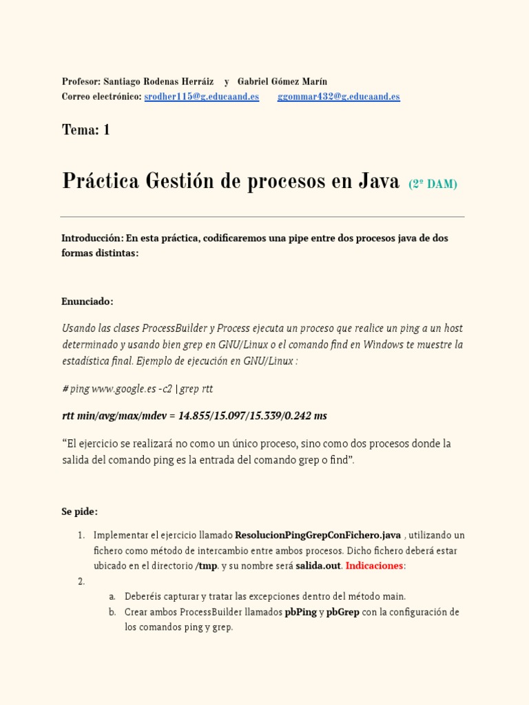 PrÃ¡ctica Guiada Procesos | PDF | Java (lenguaje de programación ...