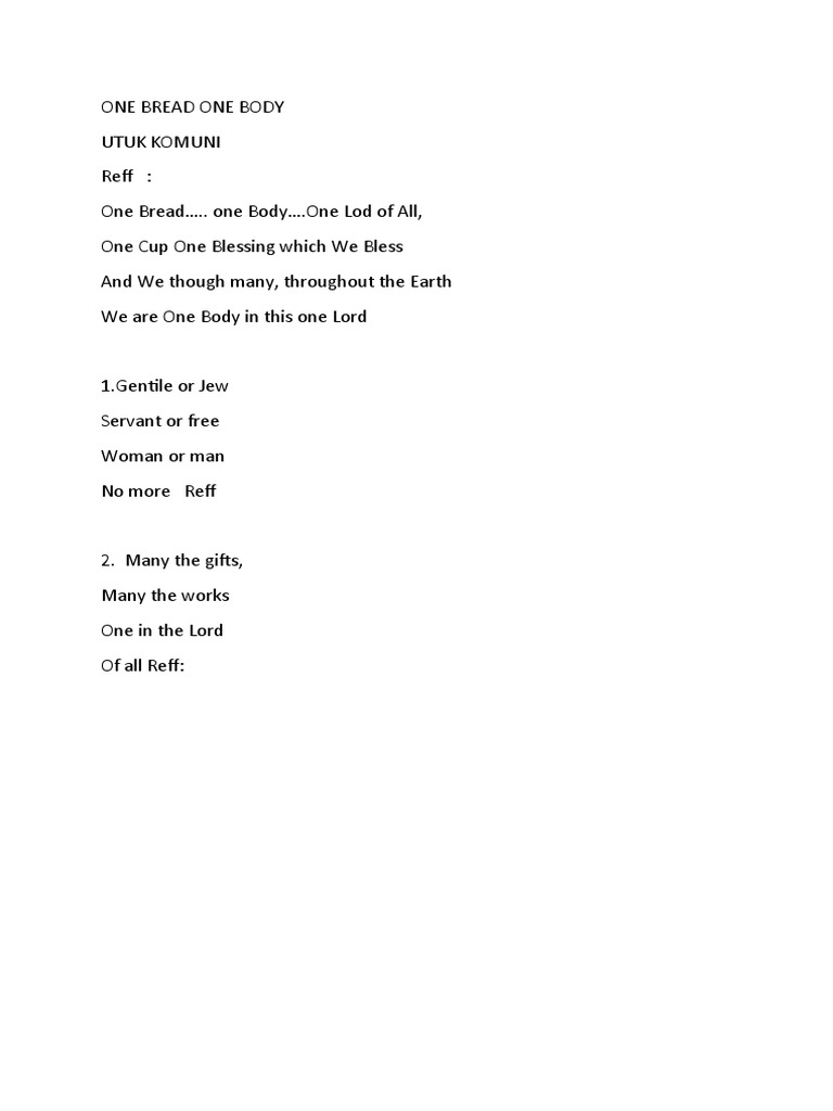 One Bread One Body | PDF