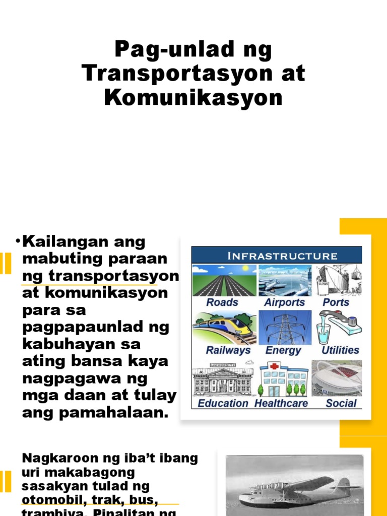 Pag Unlad NG Transportasyon at Komunikasyon | PDF
