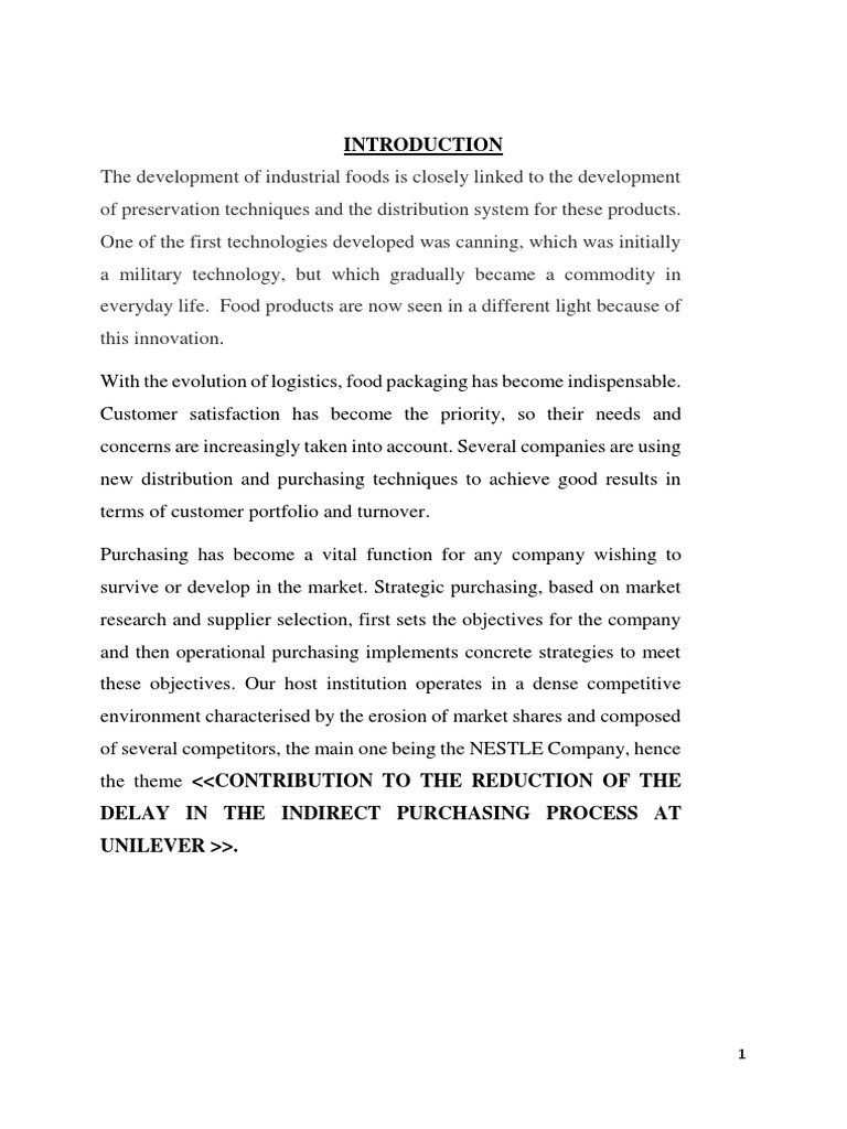 Reducing Delays in Indirect Procurement: A Case Study of Unilever Côte d'Ivoire | PDF ...