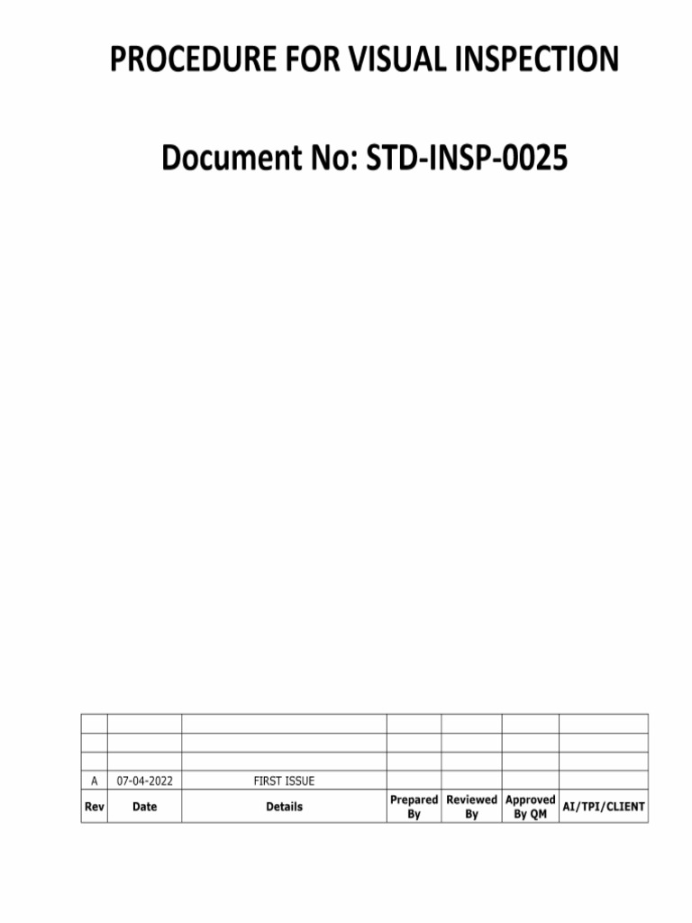 Editable Procedure Visual Inspection | PDF