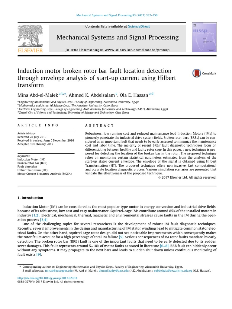 Induction Motor Broken Rotor Bar Fault Location Detection Through Envelope An | PDF | Electric ...