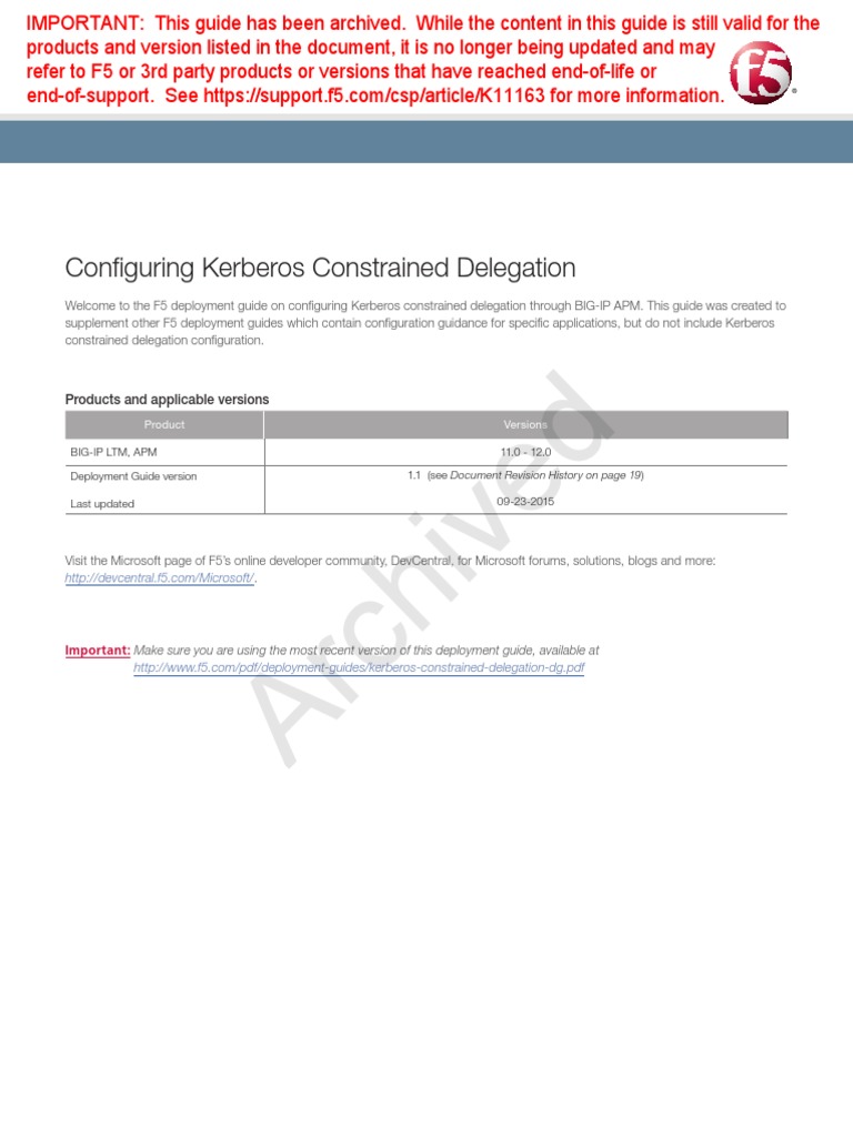 Kerberos Constrained Delegation DG | PDF | Active Directory | Web Server Kerberos Constrained Delegation DG | PDF | Active Directory | Web Server