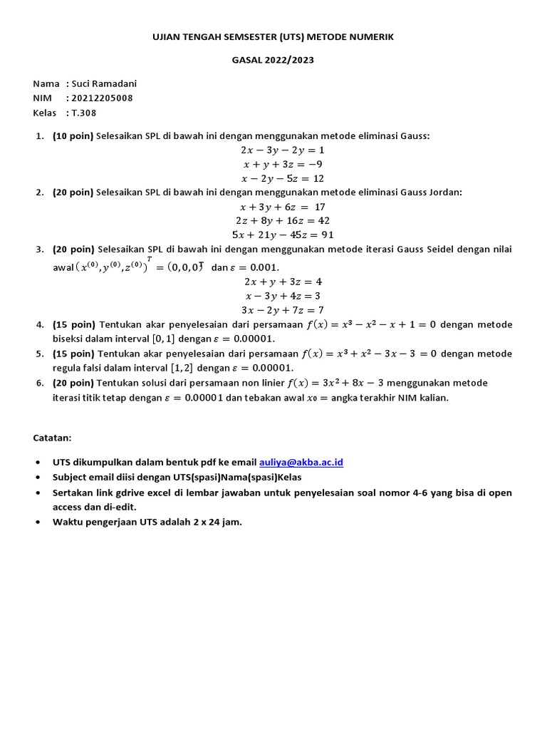 UTS Metode Numerik | PDF