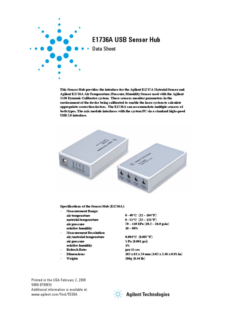 E1736A USB Sensor Hub Data Sheet | PDF