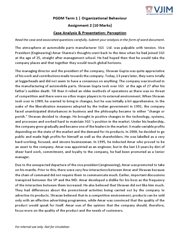 Case Studt - Perception | PDF | Business | Communication