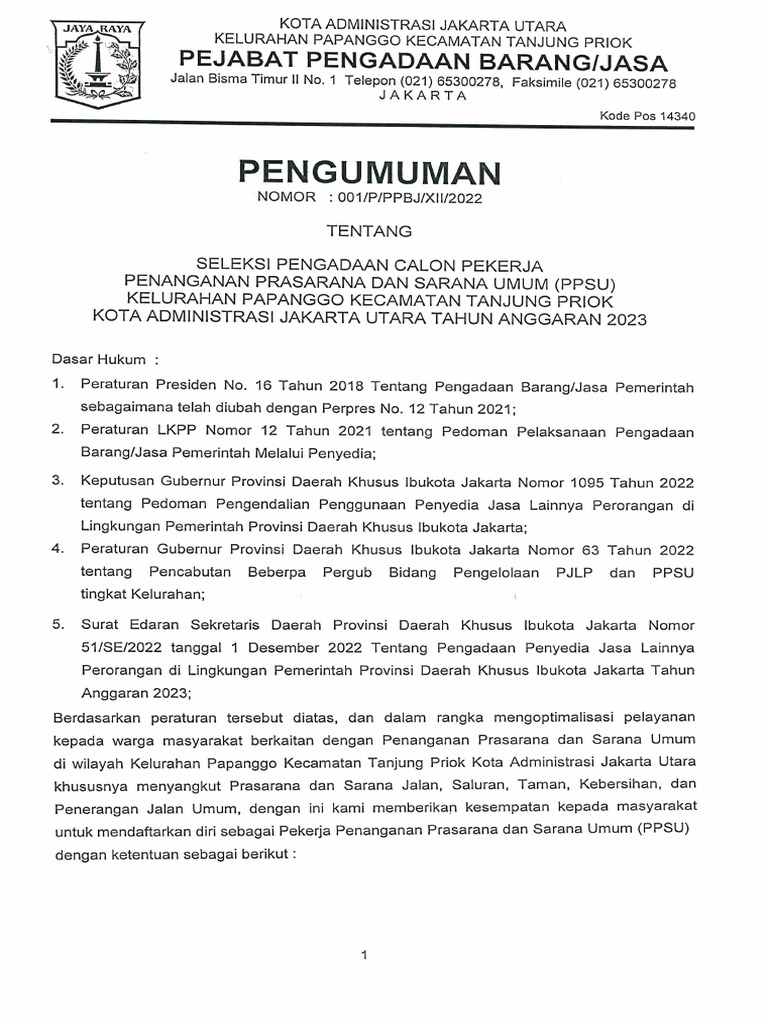 Pengumuman PPSU | PDF