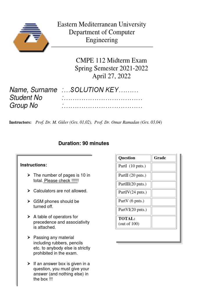 EMU CMPE EXAM Key - MT - 2122 - 2 | PDF | Software Engineering | Computing
