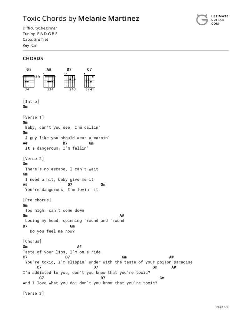 Toxic Chords (Ver 2) by Melanie Martineztabs @ Ultimate Guitar Archive ...
