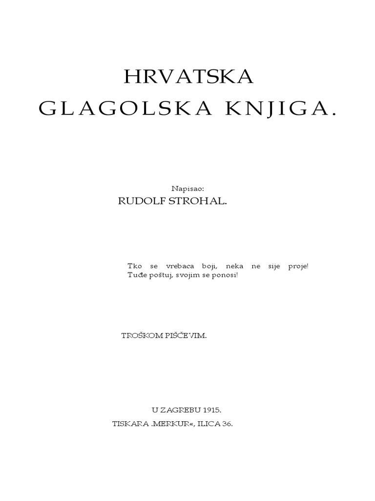 Strohal Rudolf - Hrvatska Glagolska Knjiga | PDF
