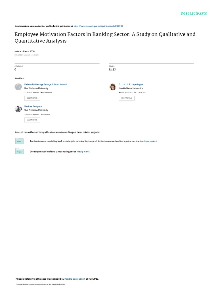 Employee Motivation Factors in Banking Sector A ST | PDF | Job ...