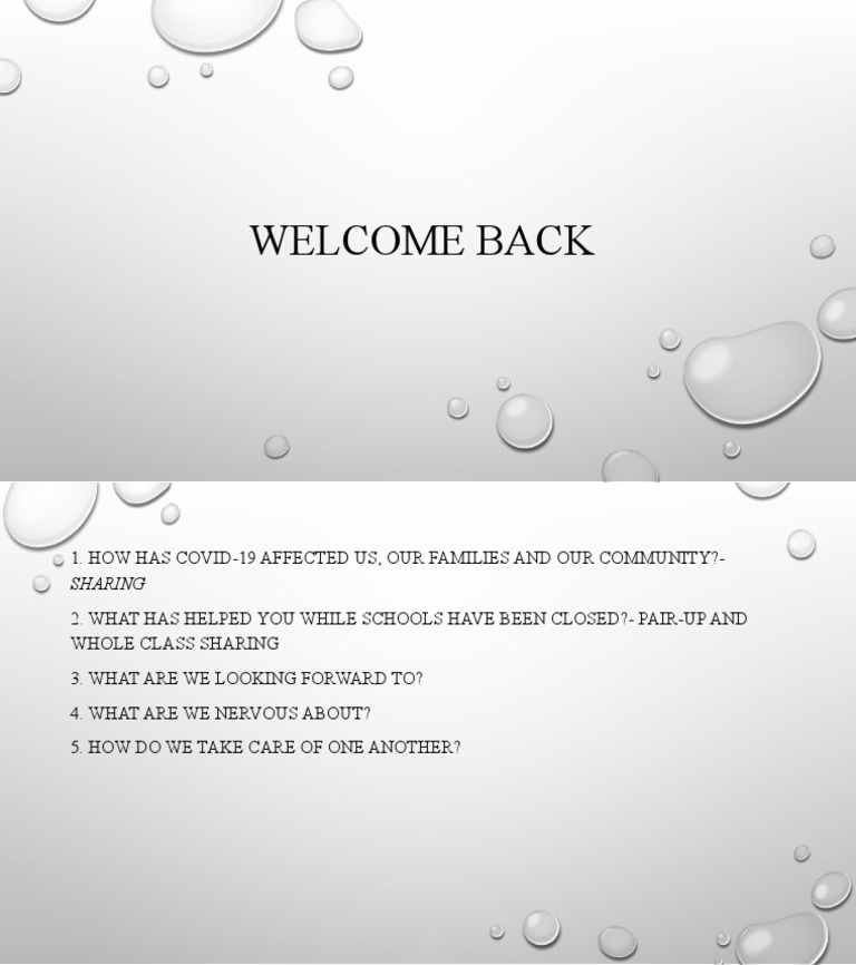 Welcome Back | PDF | Social Science