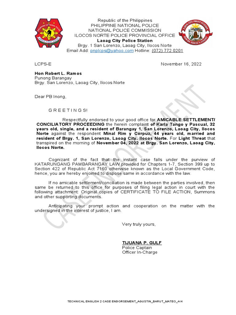 Case Endorsement | PDF