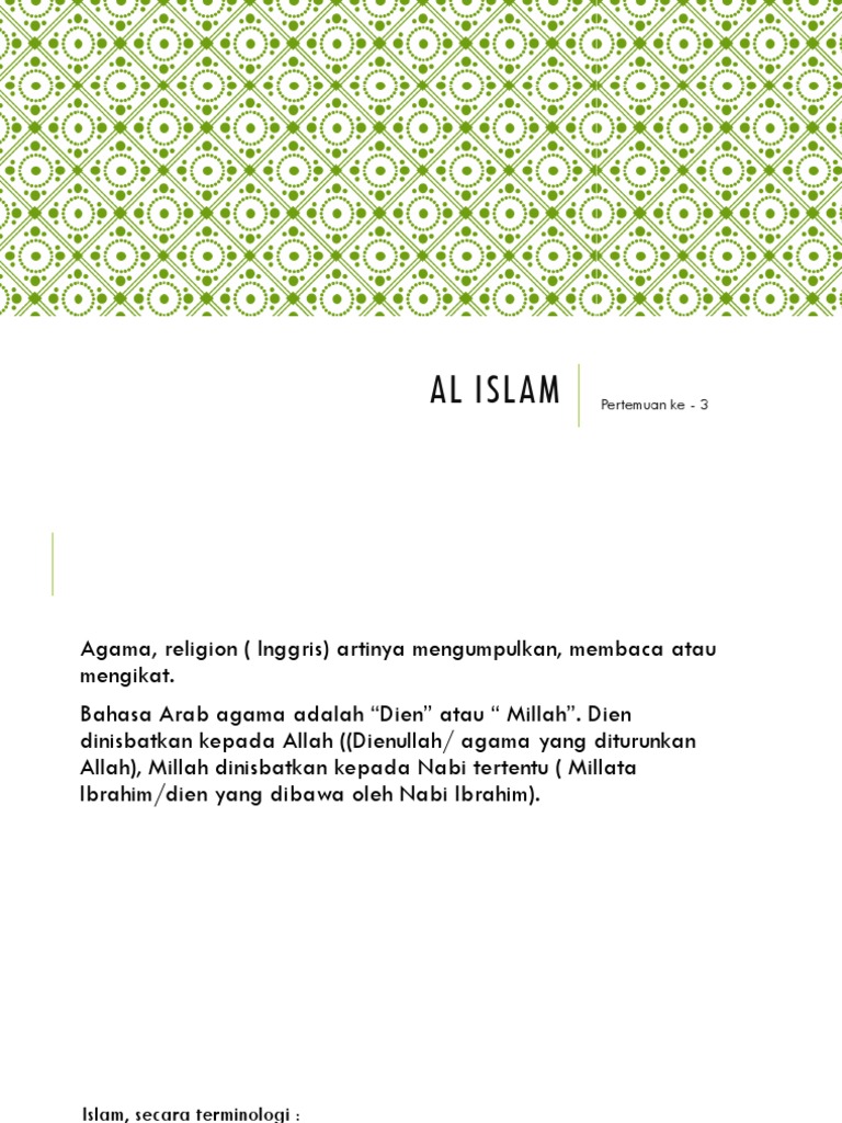 Pengertian dan Ciri-Ciri Al Islam | PDF | Filsafat | Kesehatan Holistik