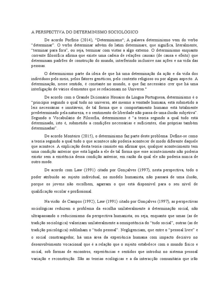 Teoria Determinista | PDF | Causalidade | Sociologia