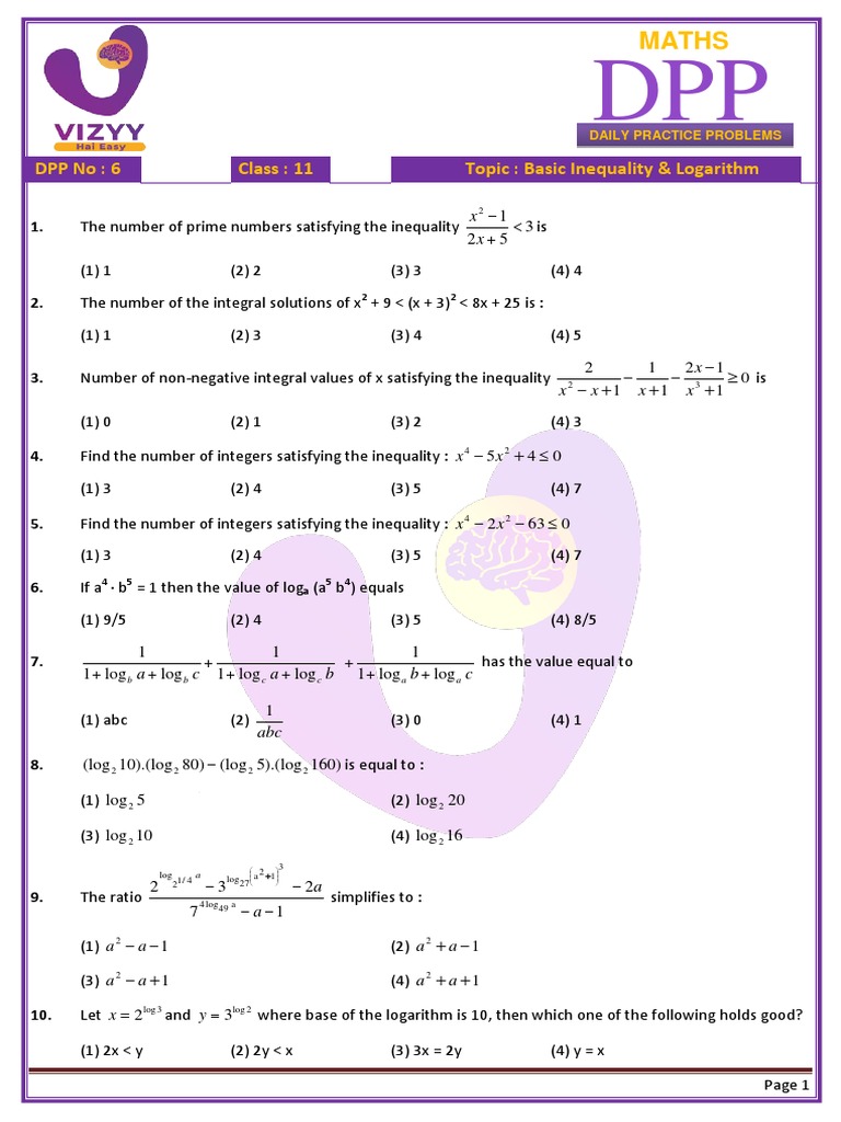 DPP 6 | PDF | Logarithm | Numbers