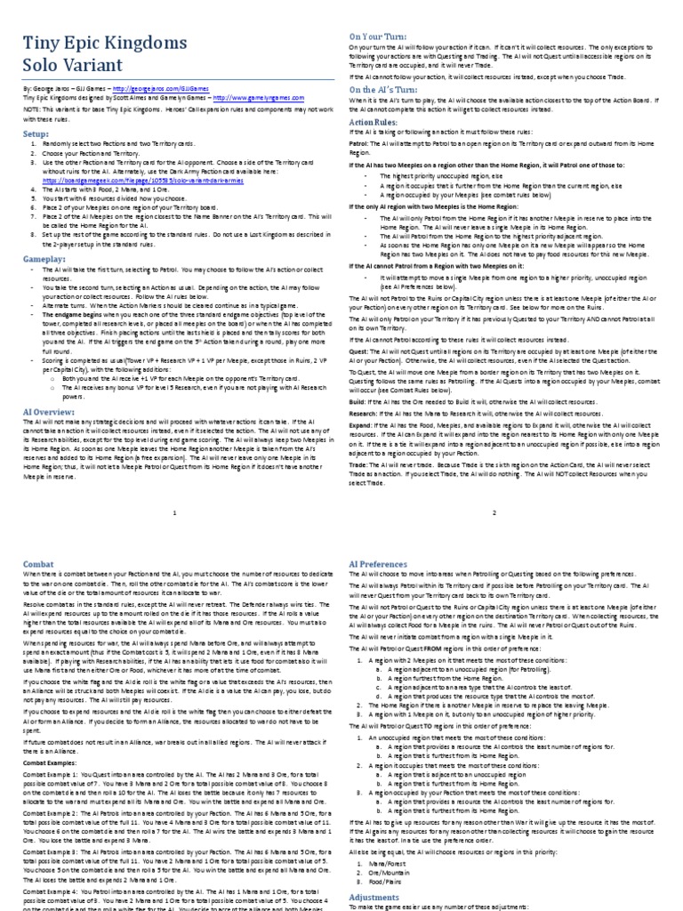 TEK 2d Solo Variant Tiny-Epic-Kingdoms-Solo-Variant-by-GJJ-Games | PDF ...