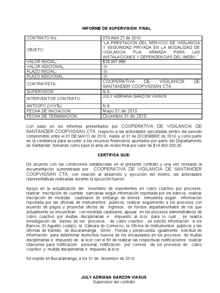 Informe de Supervision
