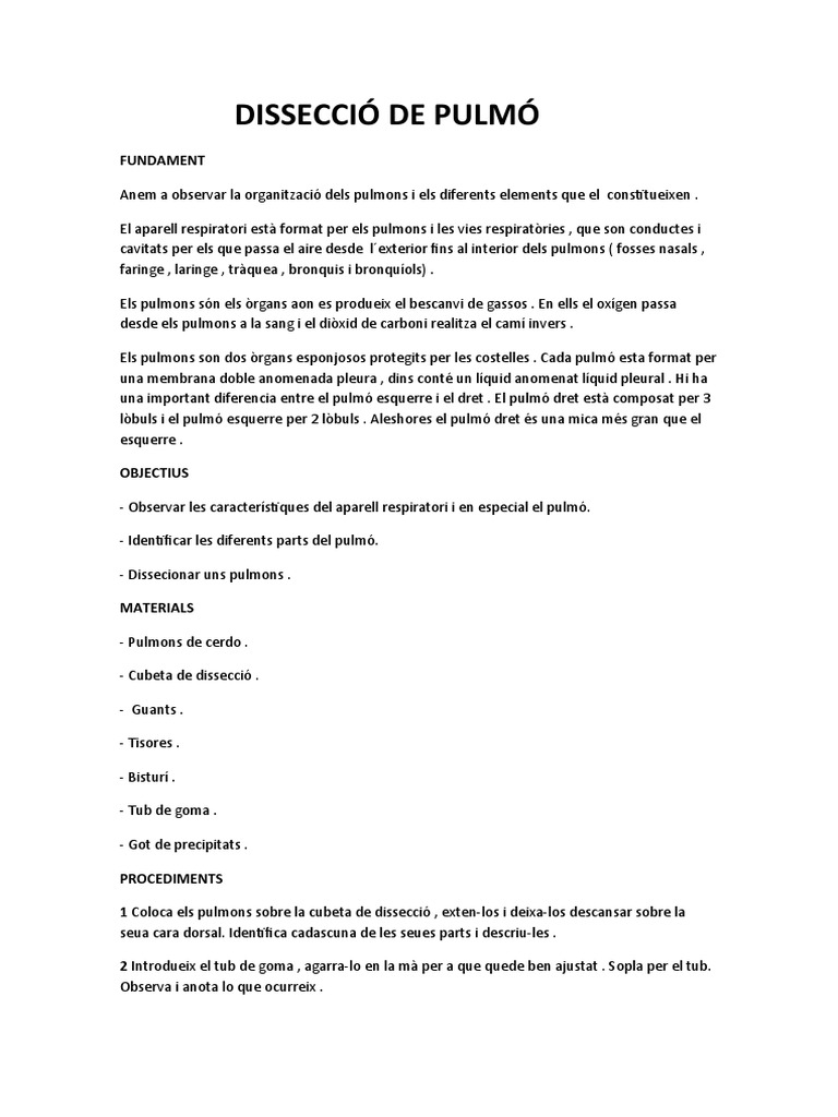Dissecció de Pulmó | PDF