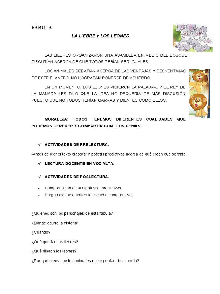 El León y Las Liebres | PDF