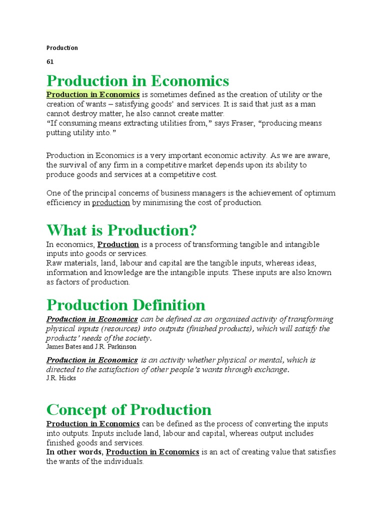 Production | PDF | Production Function | Labour Economics