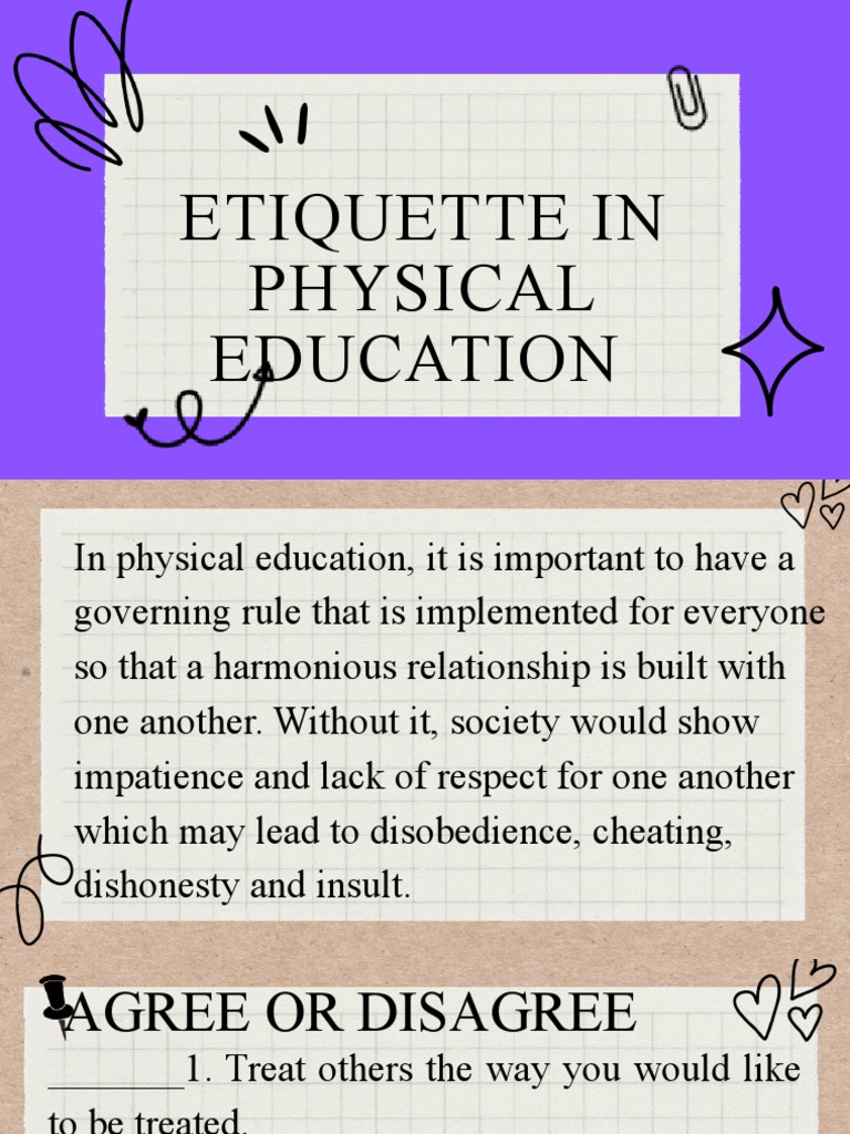 Etiquette in Physical Education | PDF