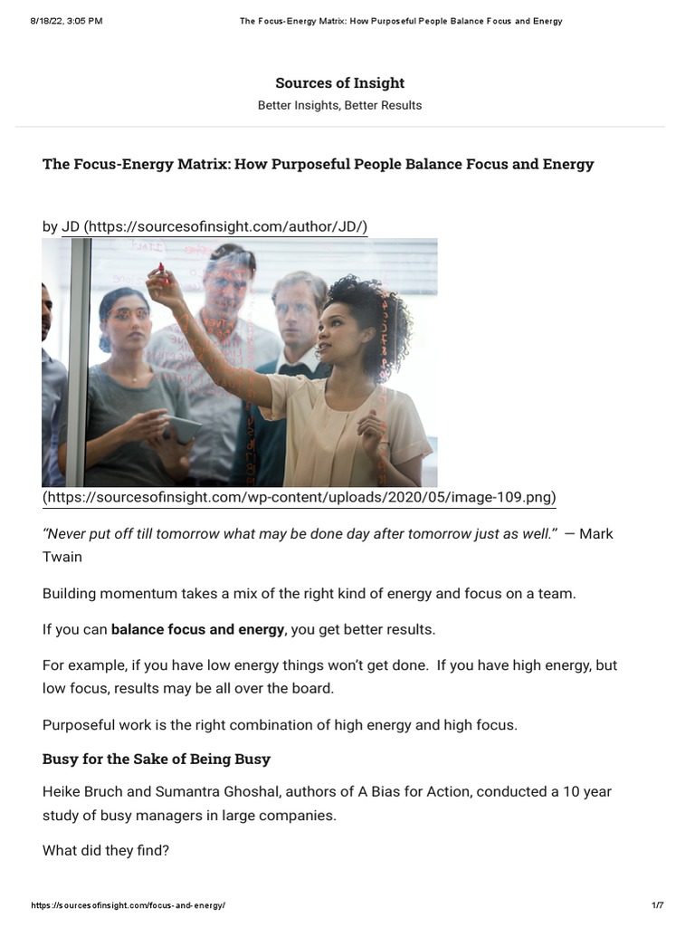 The Focus-Energy Matrix - How Purposeful People Bal - 220920 - 171935 ...