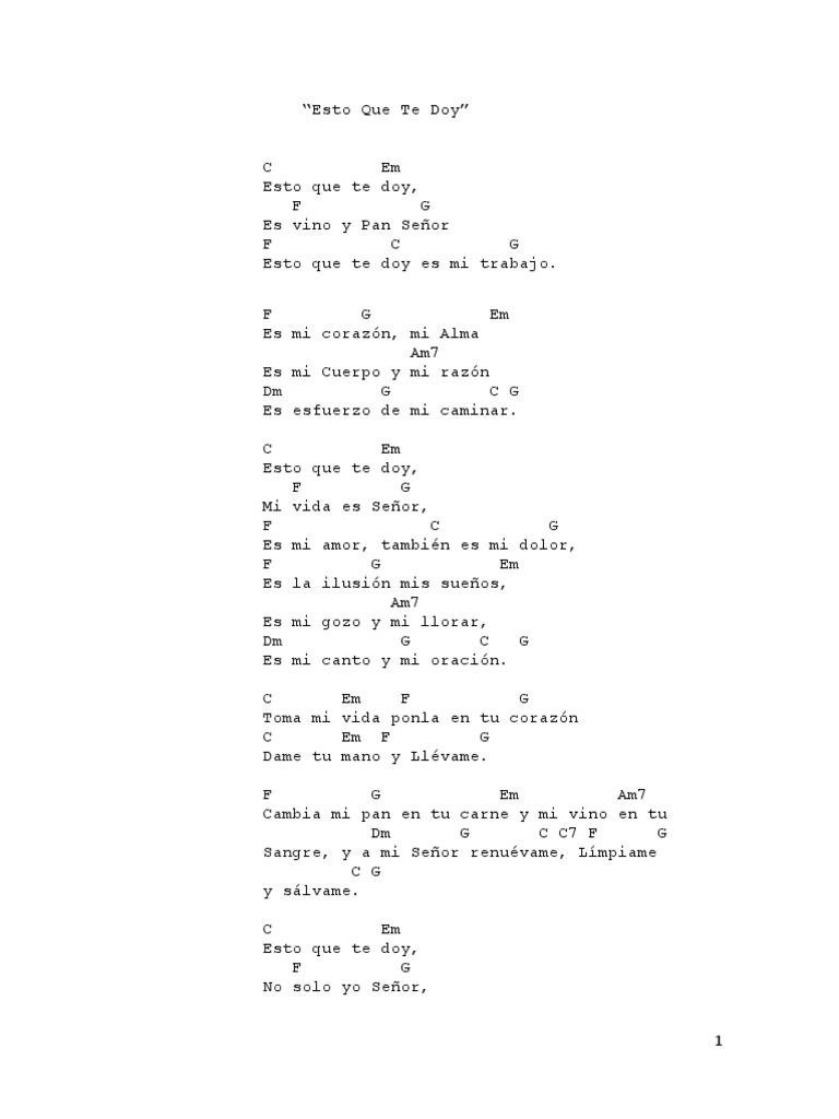 Canción "Esto Que Te Doy" Acordes y Letra | PDF