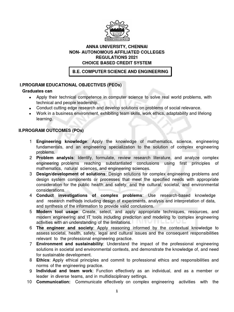 Anna University, Chennai Non-Autonomous Affiliated Colleges Regulations ...