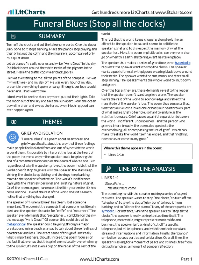 Stop All The Clocks | PDF | Metre (Poetry) | Poetry