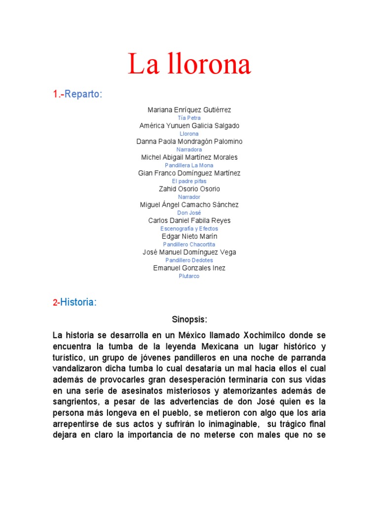 Leyenda corta de La Llorona para niños | PDF | Leyendas