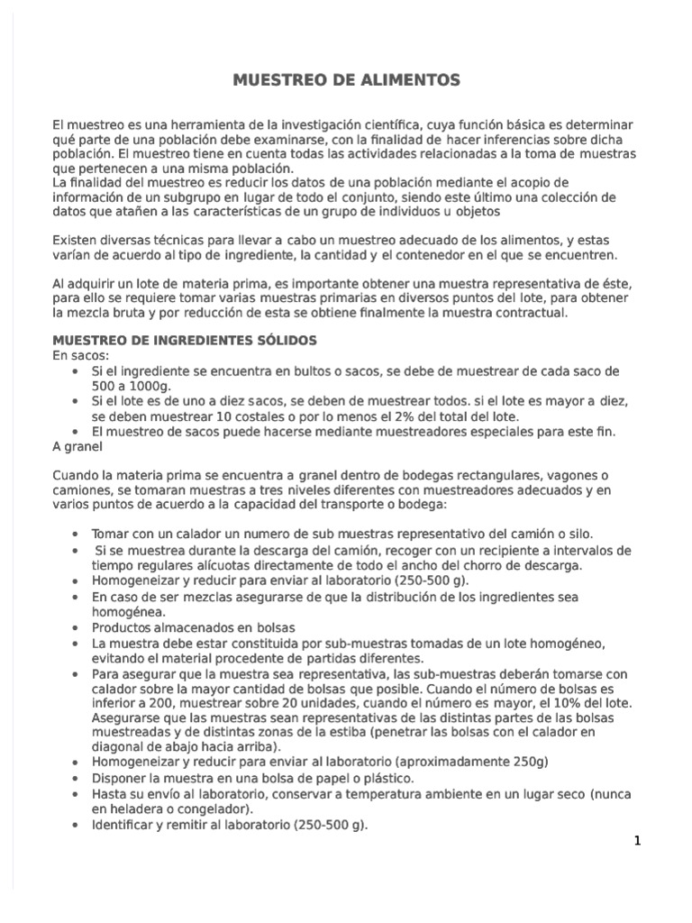 Tipos de Muestreo | PDF | Alimentos | Muestreo (Estadísticas)