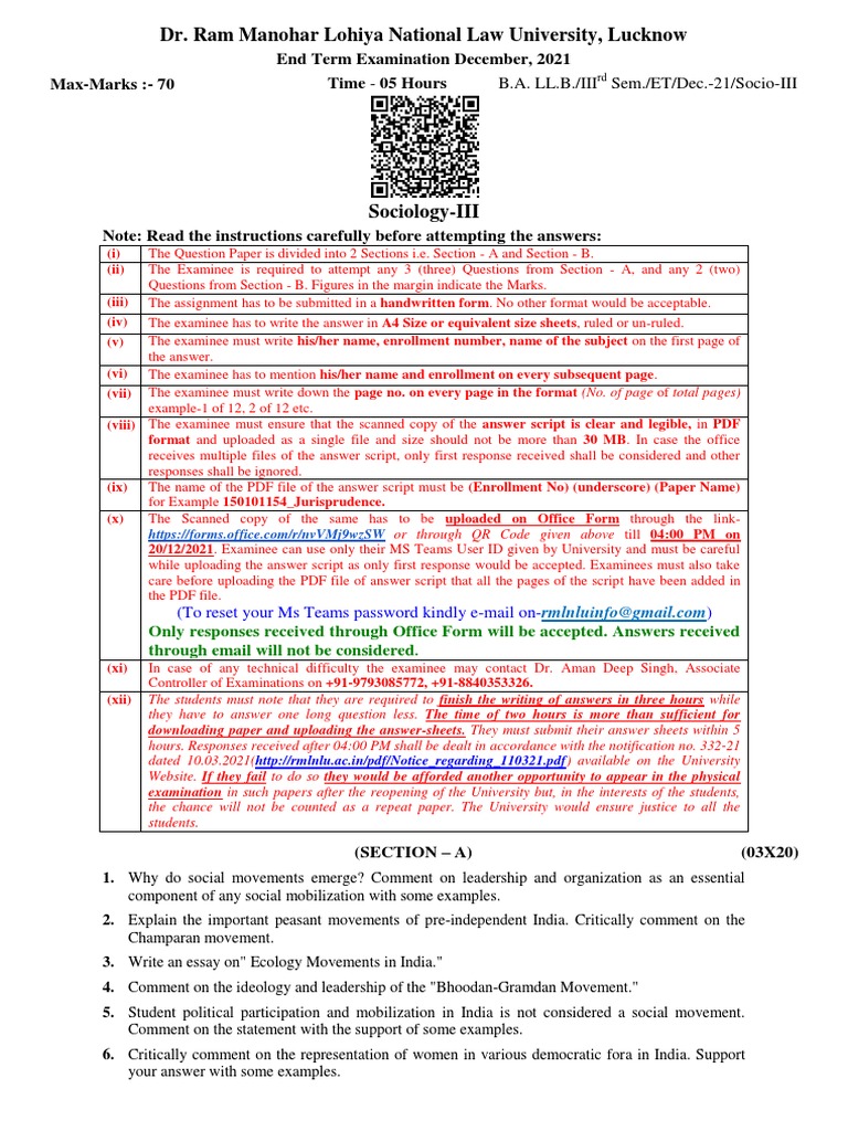 B.A. LL.B - 3rd - Semester - ET - 2021 | PDF | Indemnity | Marriage B.A. LL.B - 3rd - Semester - ET - 2021 | PDF | Indemnity | Marriage