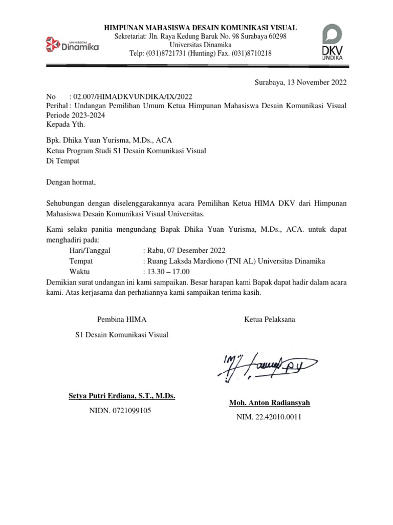 Surat Undangan KPU HIMA | PDF