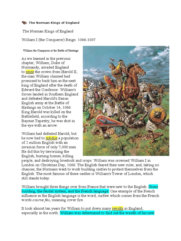 6.the Norman Kings of England | PDF | William The Conqueror | Middle Ages