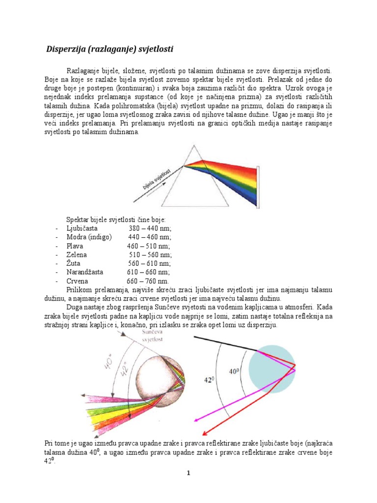 Disperzija Svjetlosti | PDF