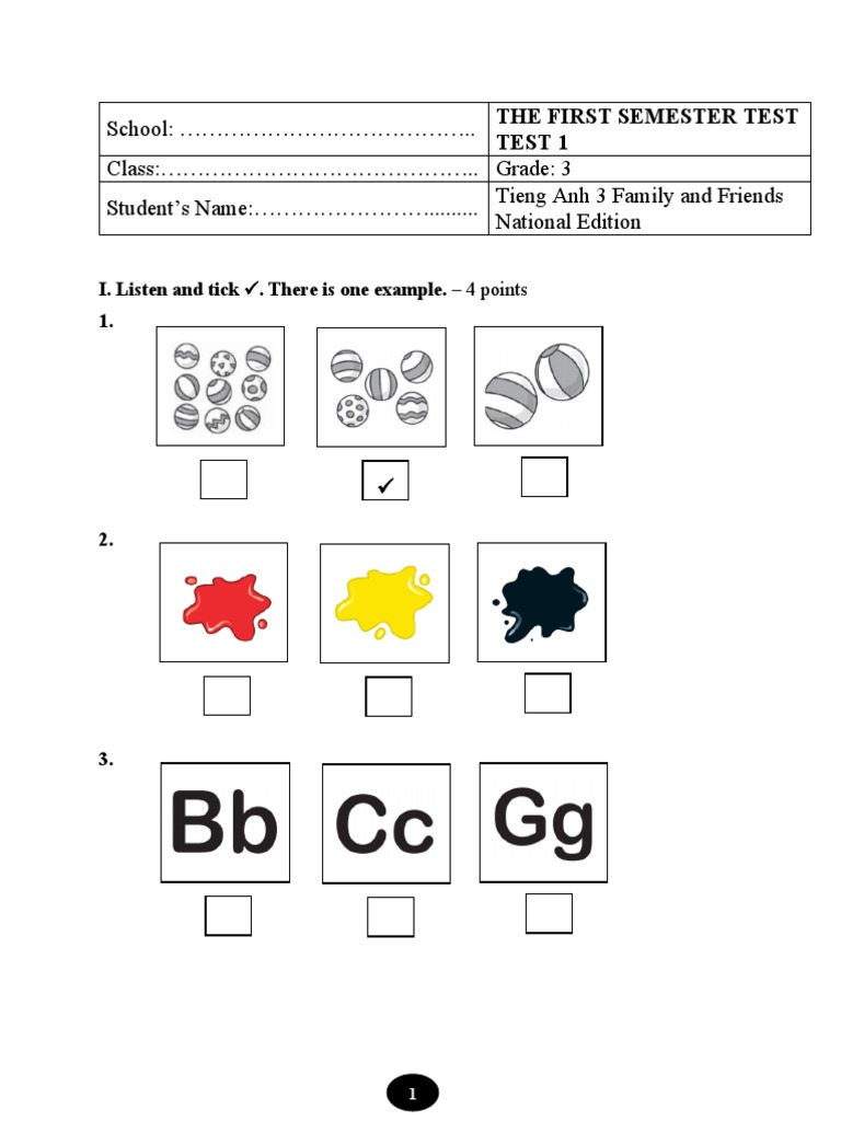 The 1st Semester Test - Test 1 | PDF